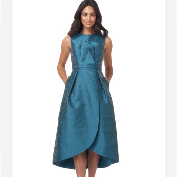 Kay Unger | Dresses | Kay Unger Short Sleeve Teal Dress With Gather And ...